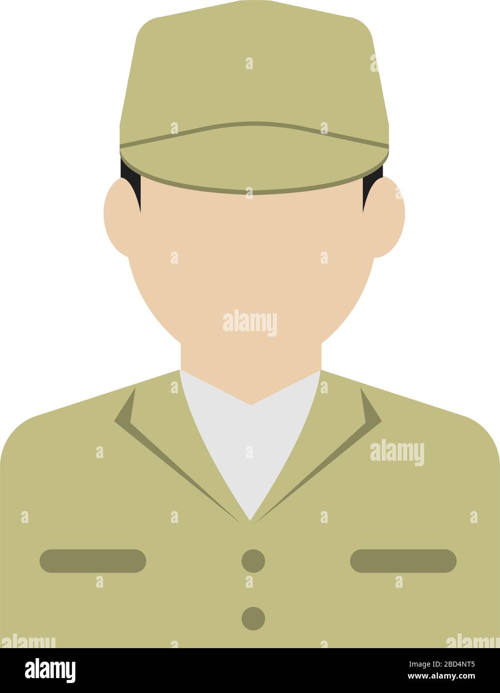 Young male worker avatar flat illustration (upper body) / blue collar ...