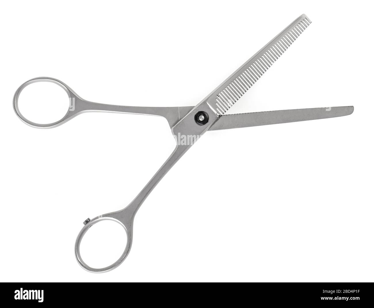 The silver hair scissors isolated on white background Stock Photo - Alamy