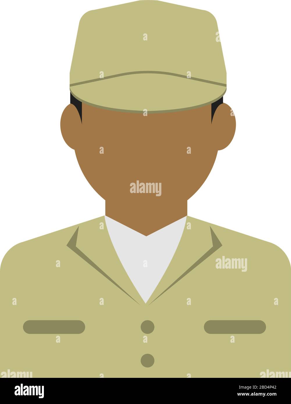 Young male worker avatar flat illustration (upper body) / blue collar ...