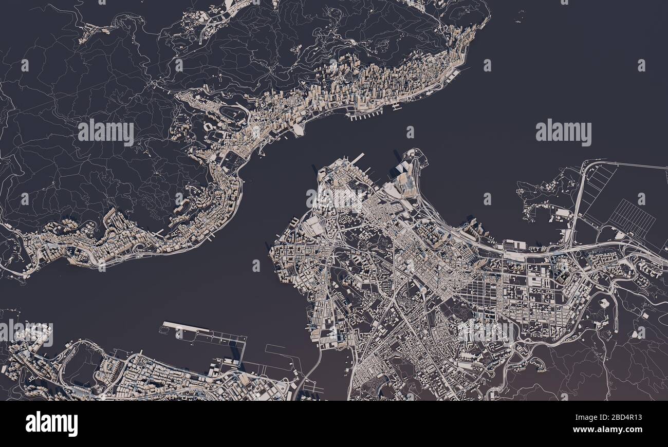 Hong Kong Map And Satellite Image Hong Kong Aerial Map Hi Res Stock