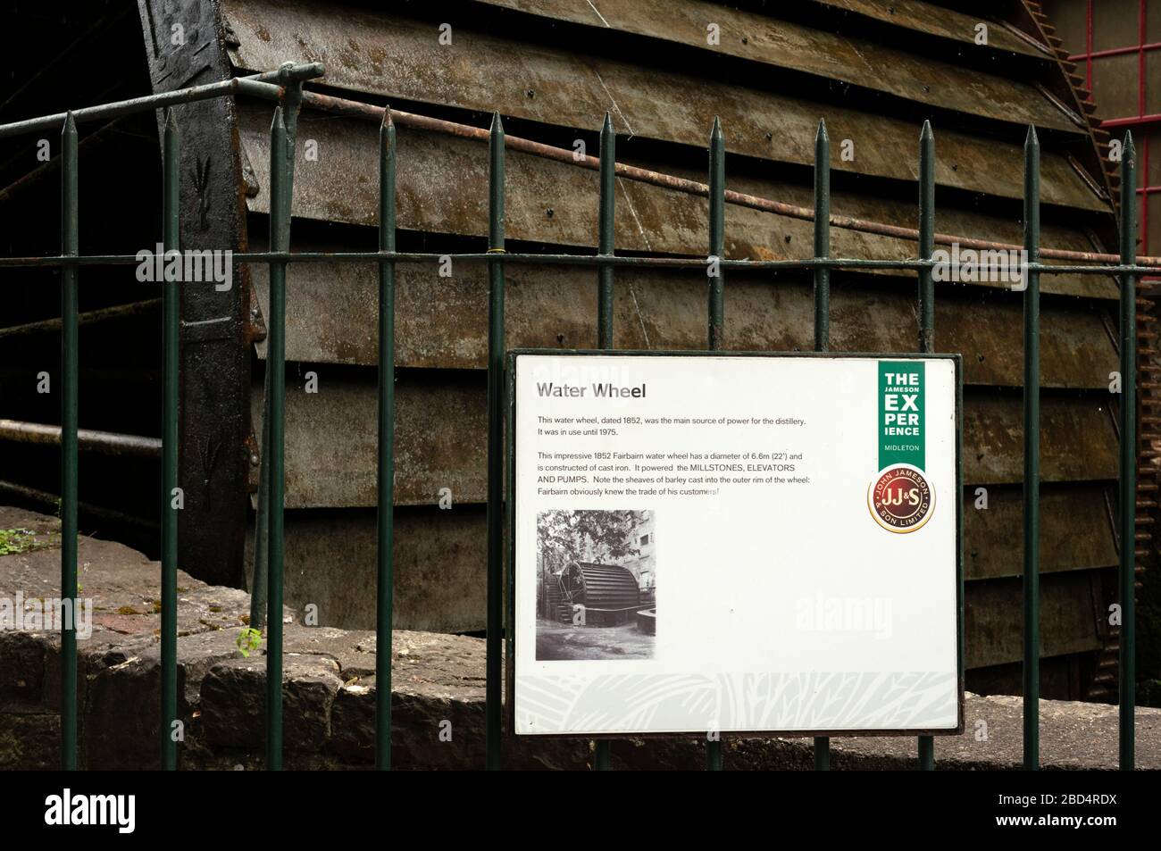 Water Wheel information sign at the courtyard of the Old Jameson ...