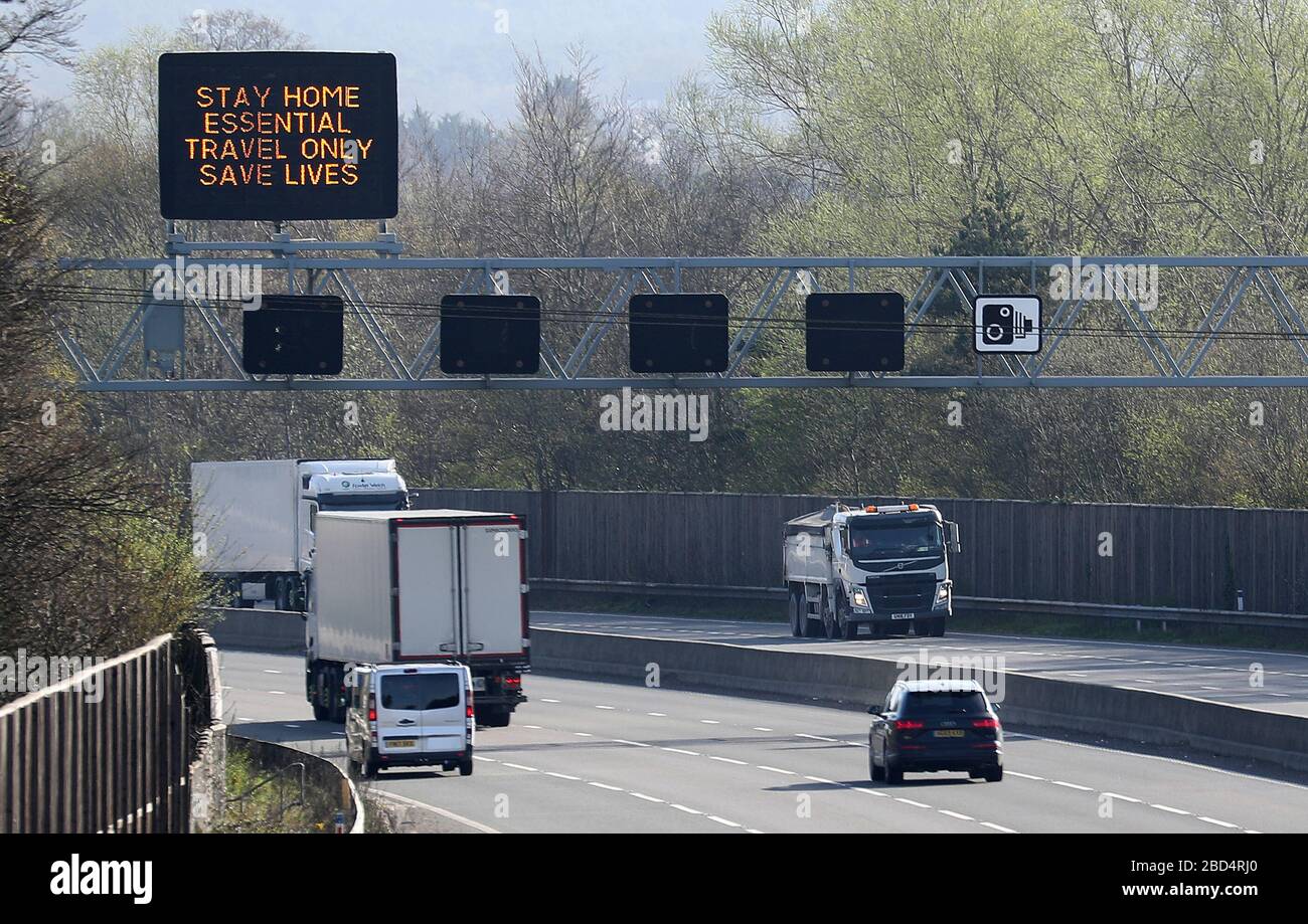 Cars make their way along the M3 motorway near to Farnborough in ...