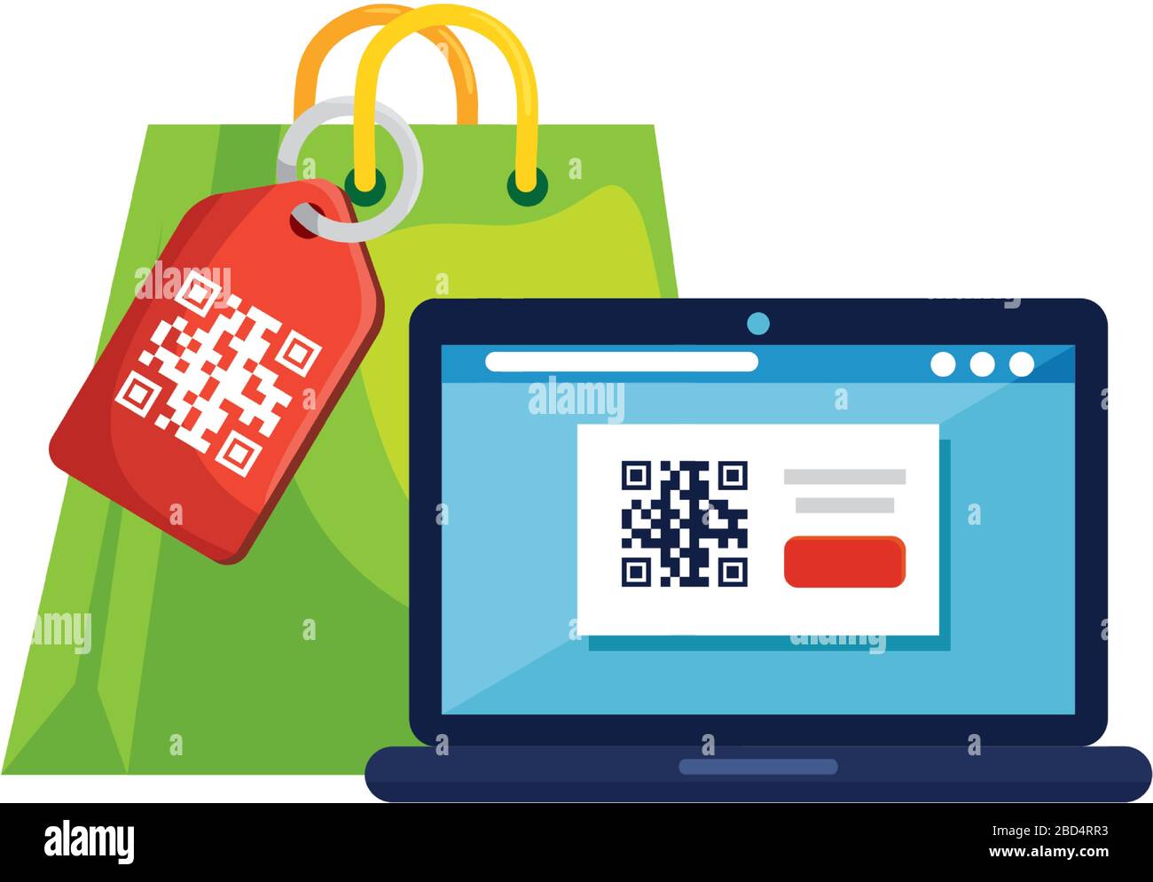 qr code inside laptop and bag vector design Stock Vector Image & Art ...