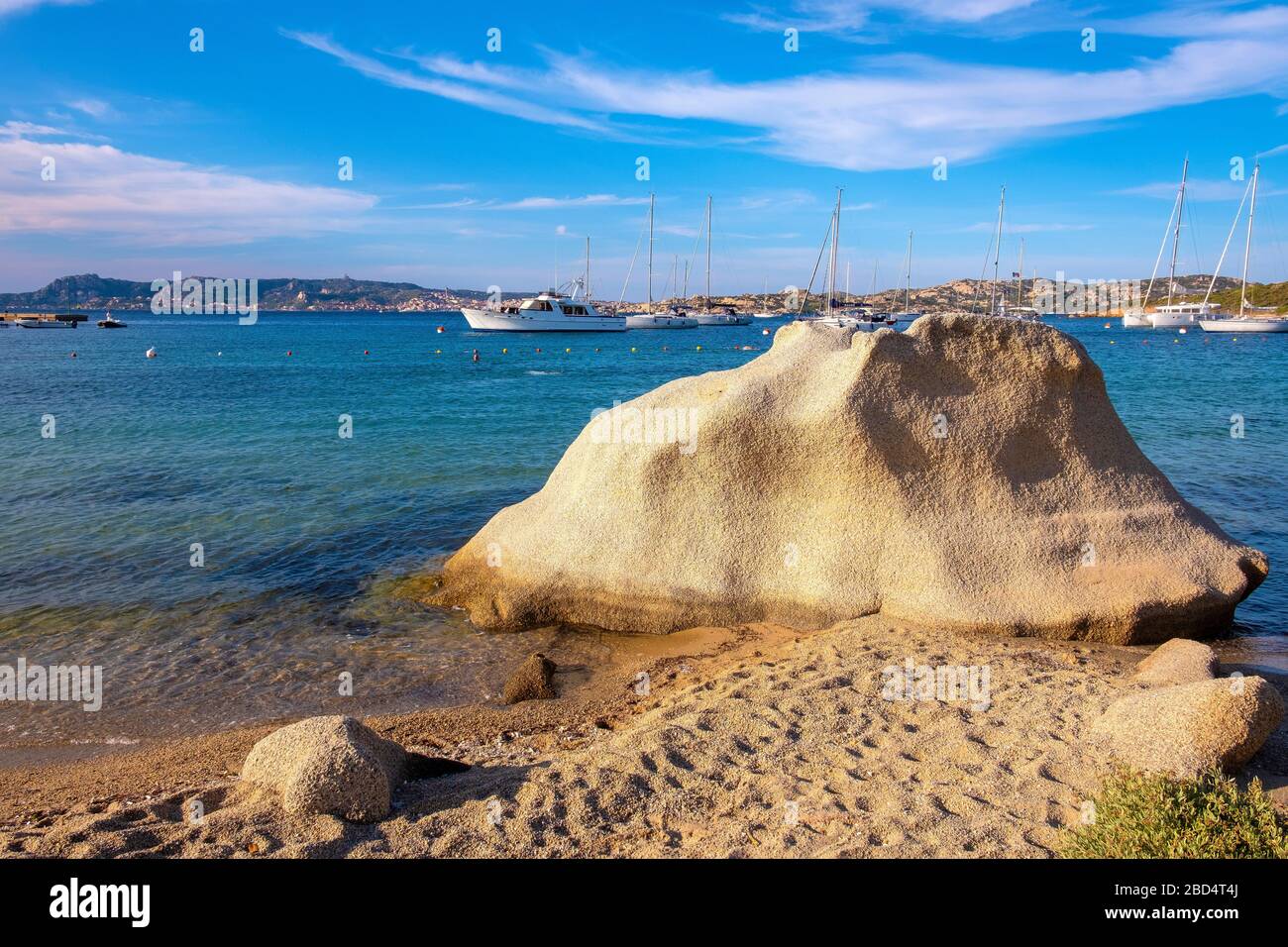 Palau, Sardinia / Italy - 2019/07/17: Panoramic view of touristic yacht ...