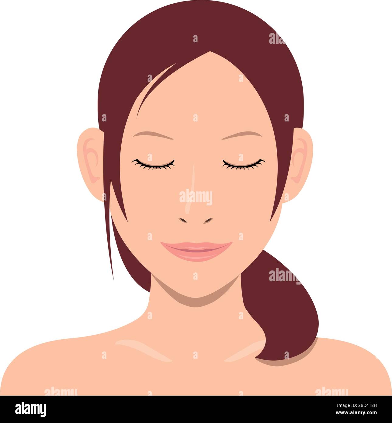 Young asian woman face vector illustration / smile , closed eyes Stock ...