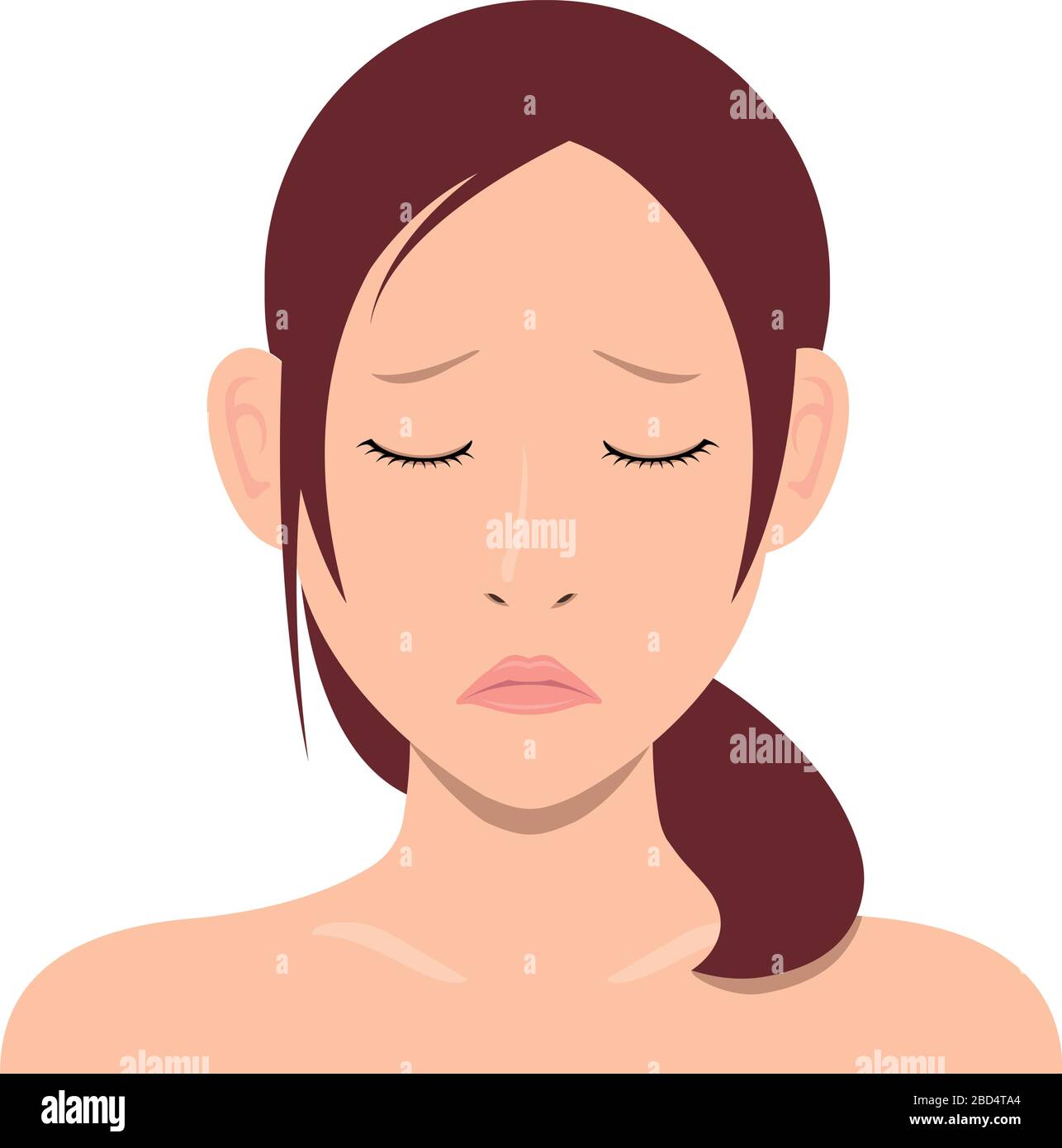 Young asian woman face vector illustration / troubled face, embarrassed ...