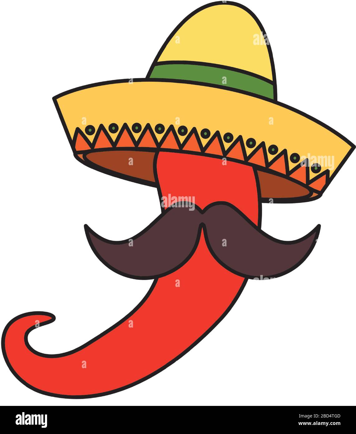 Isolated mexican chilli hat and mustache vector design Stock Vector ...