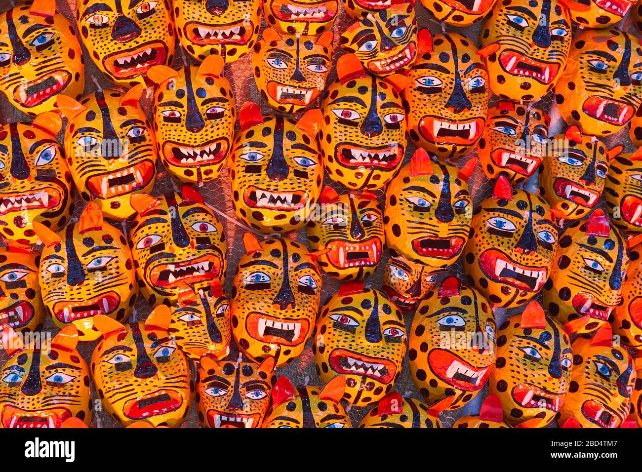 Traditional colorful mexican masks. Tiger heads design Stock Photo - Alamy