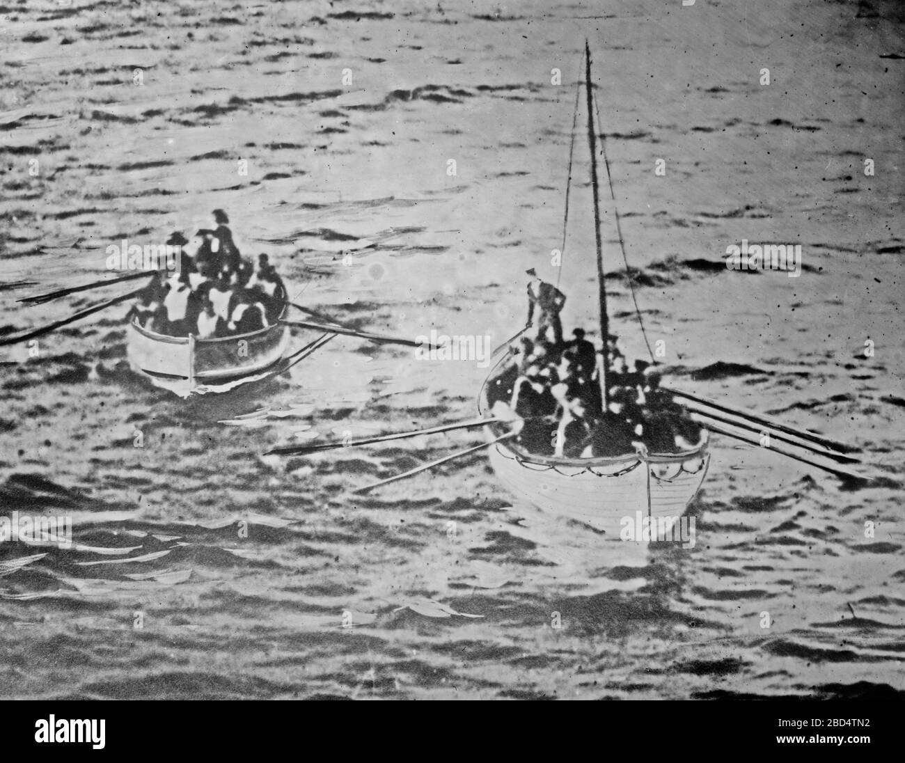TITANIC life boats on way to CARPATHIA ca. April 12, 1912 Stock Photo ...
