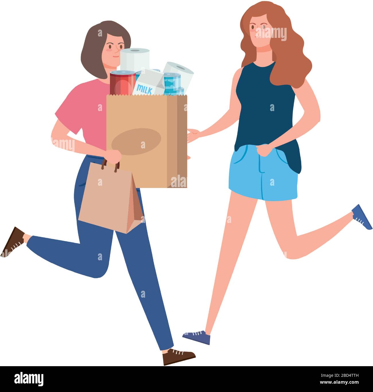 Young women in supermarket Stock Vector Images - Alamy