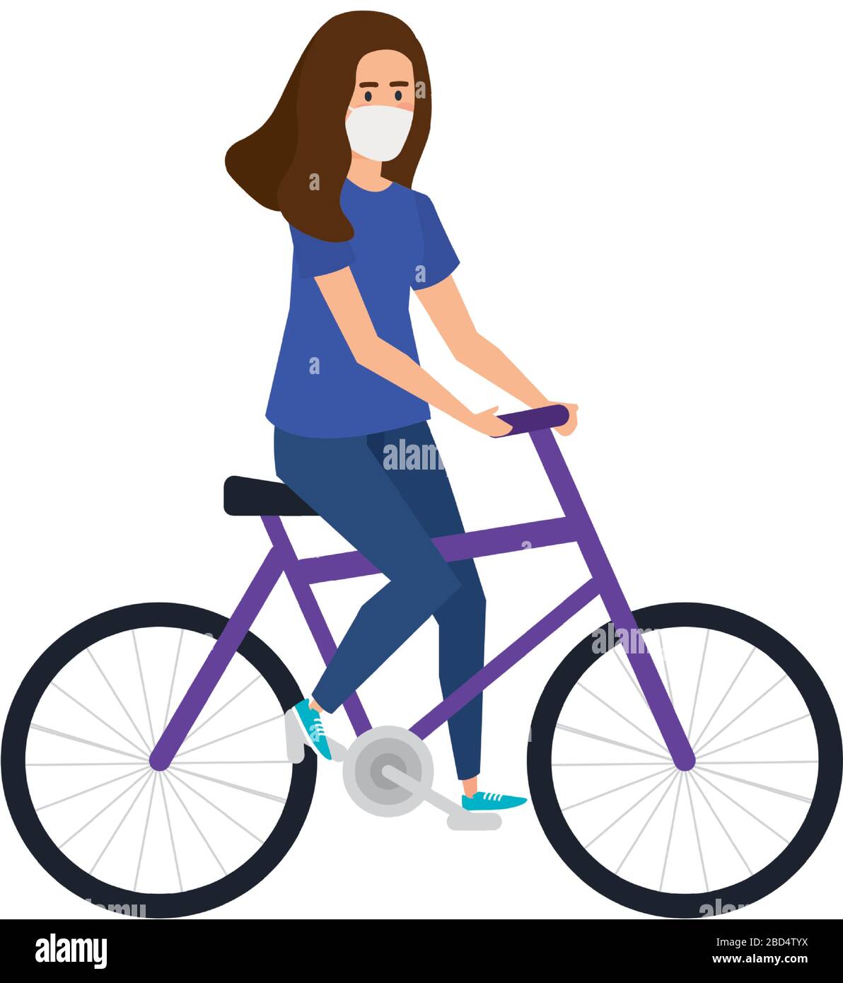 young woman with face mask in bike Stock Vector Image & Art - Alamy