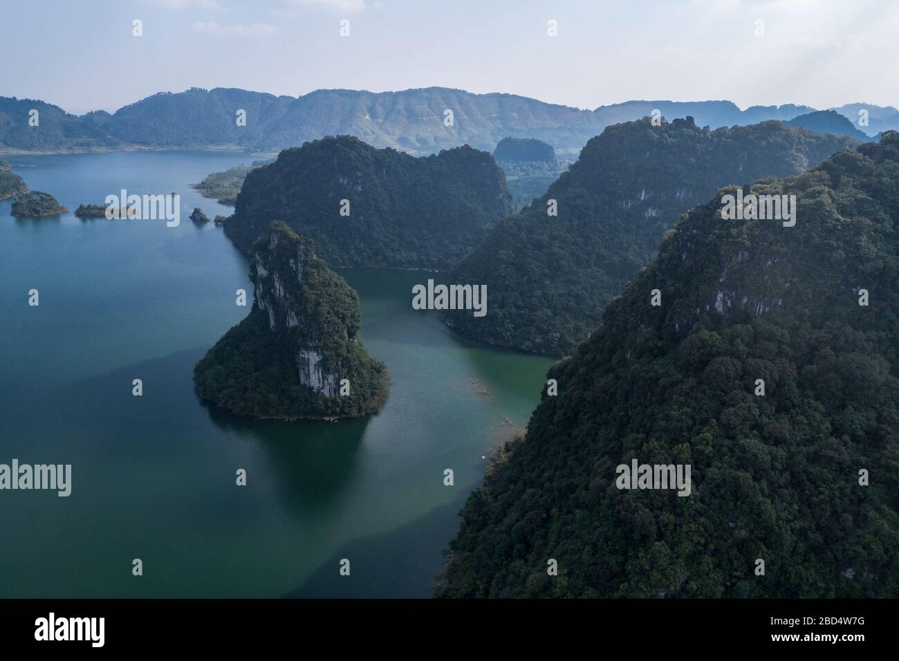 Aerial view of Karst mountains and lake Stock Photo - Alamy