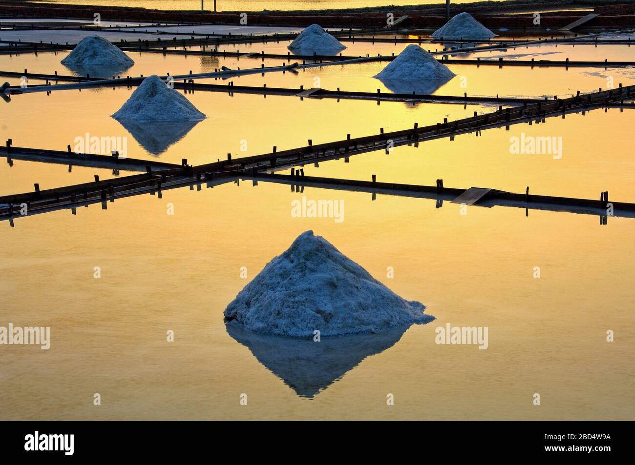 Jingzaijiao Tile paved Salt Fields in Tainan Taiwan Stock Photo - Alamy