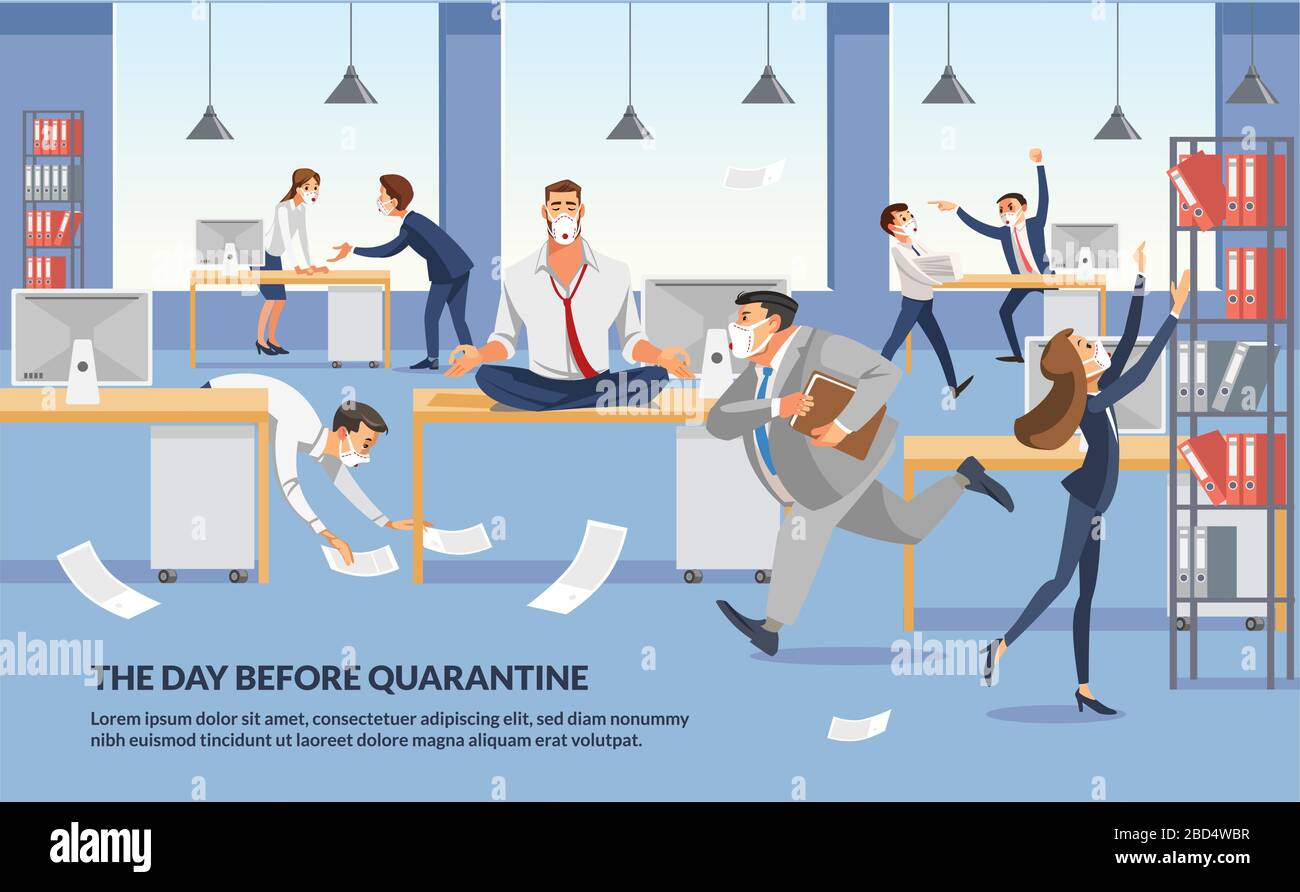 Cartoon Banner Illustration Day Before Quarantine Stock Vector Image ...