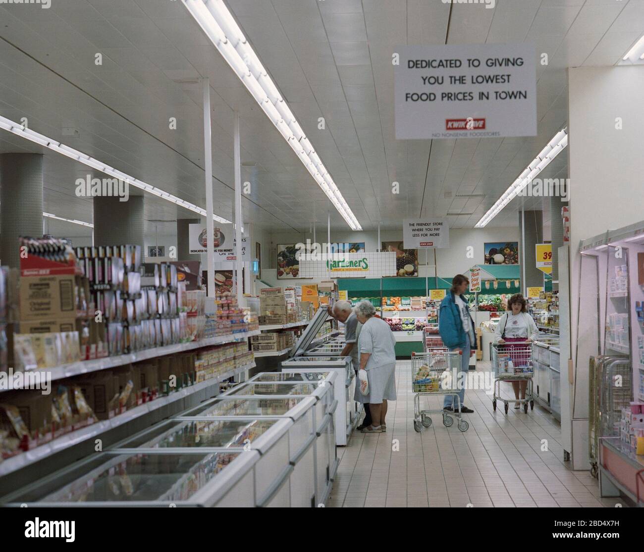 1990, Kwik Save supermarket, Mitcham, South London, Surry, southern ...