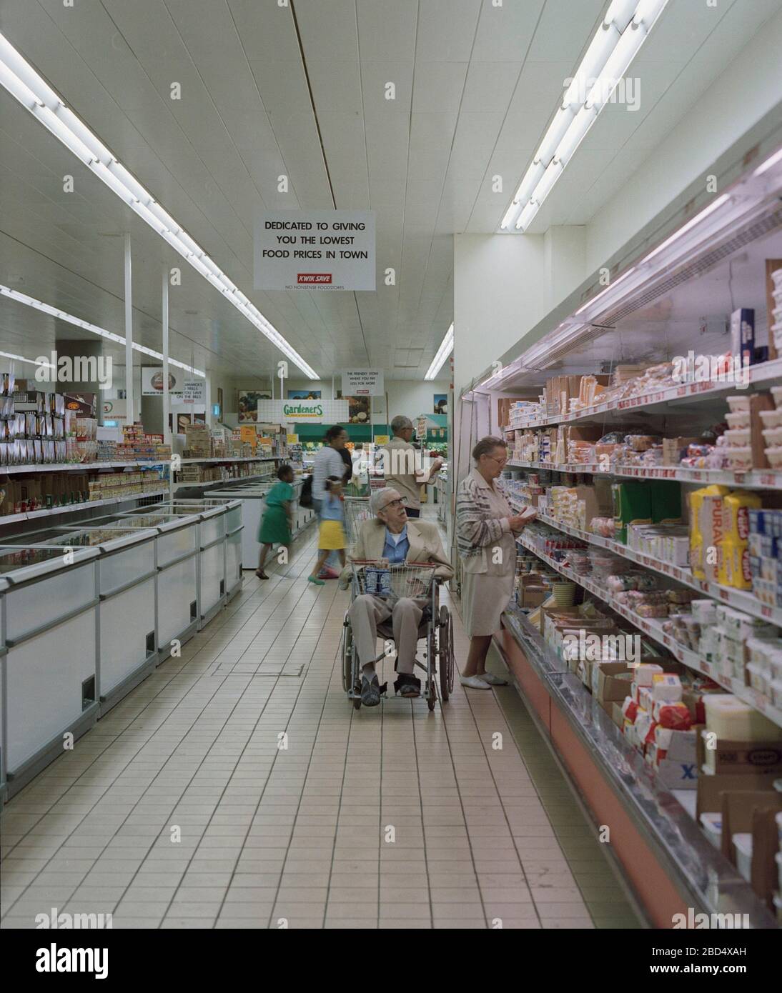 1990, Kwik Save supermarket, Mitcham, South London, Surry, southern ...