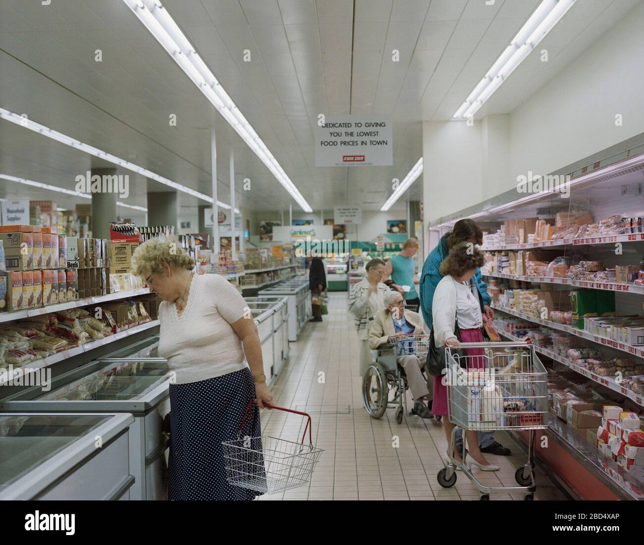 1990, Kwik Save supermarket, Mitcham, South London, Surry, southern ...