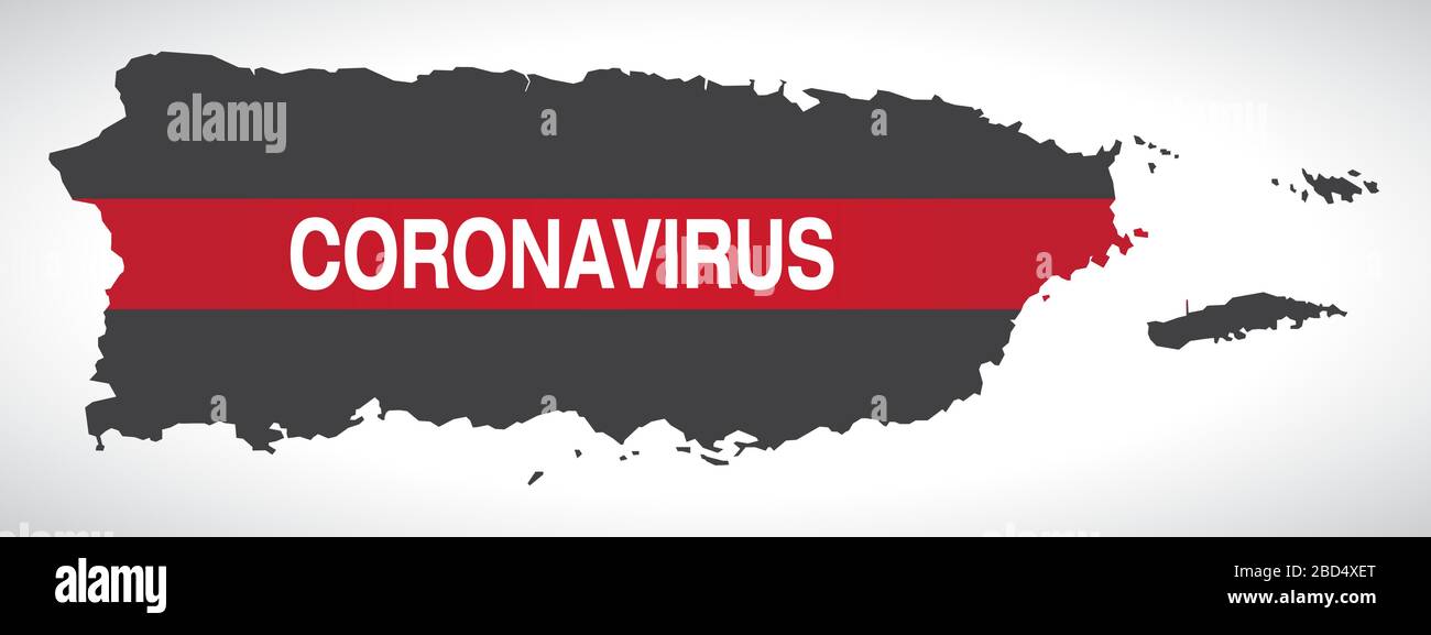 Puerto Rico map with Coronavirus warning illustration Stock Vector ...
