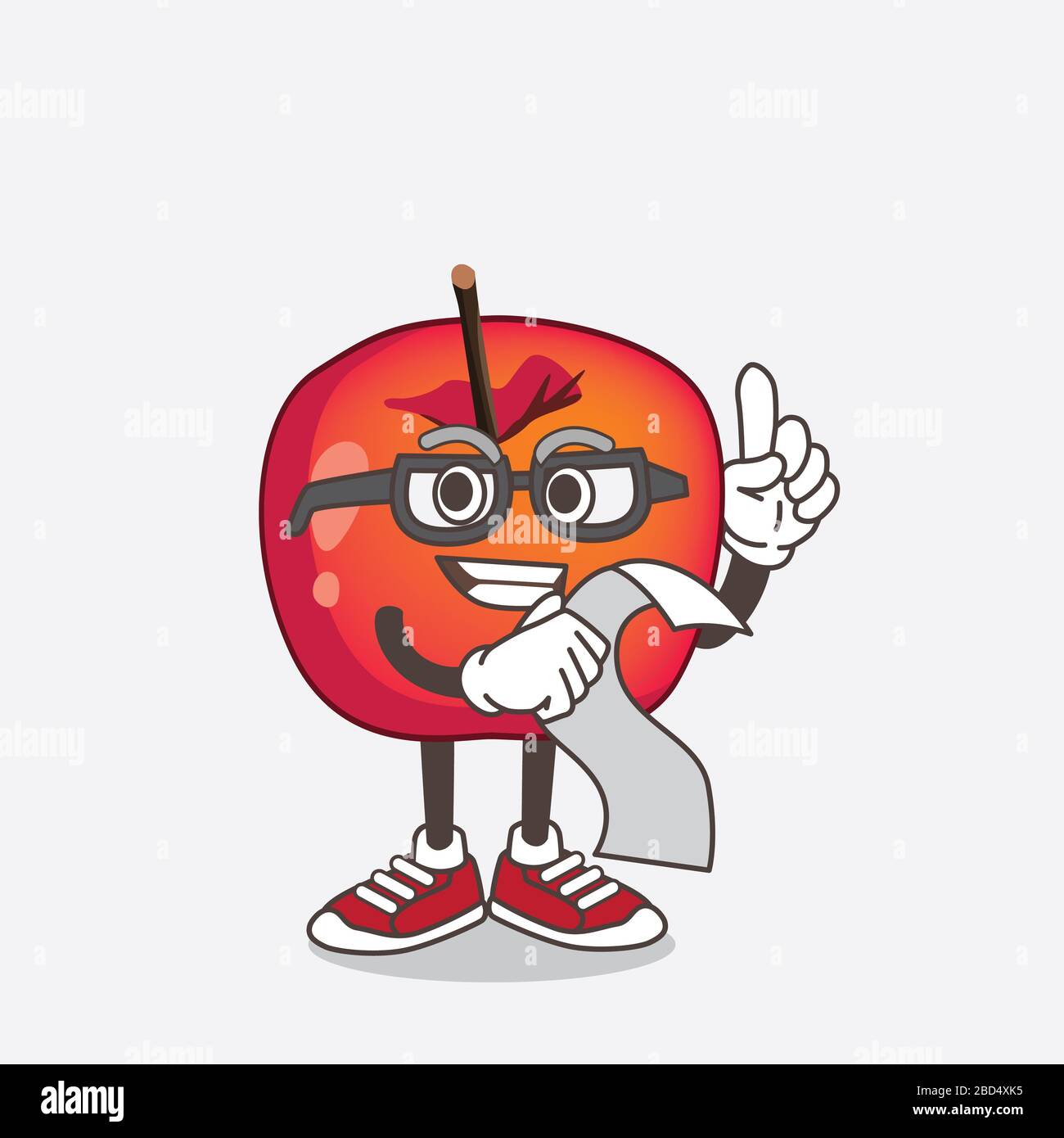 An illustration of Crab Apple cartoon mascot character holding a menu ...