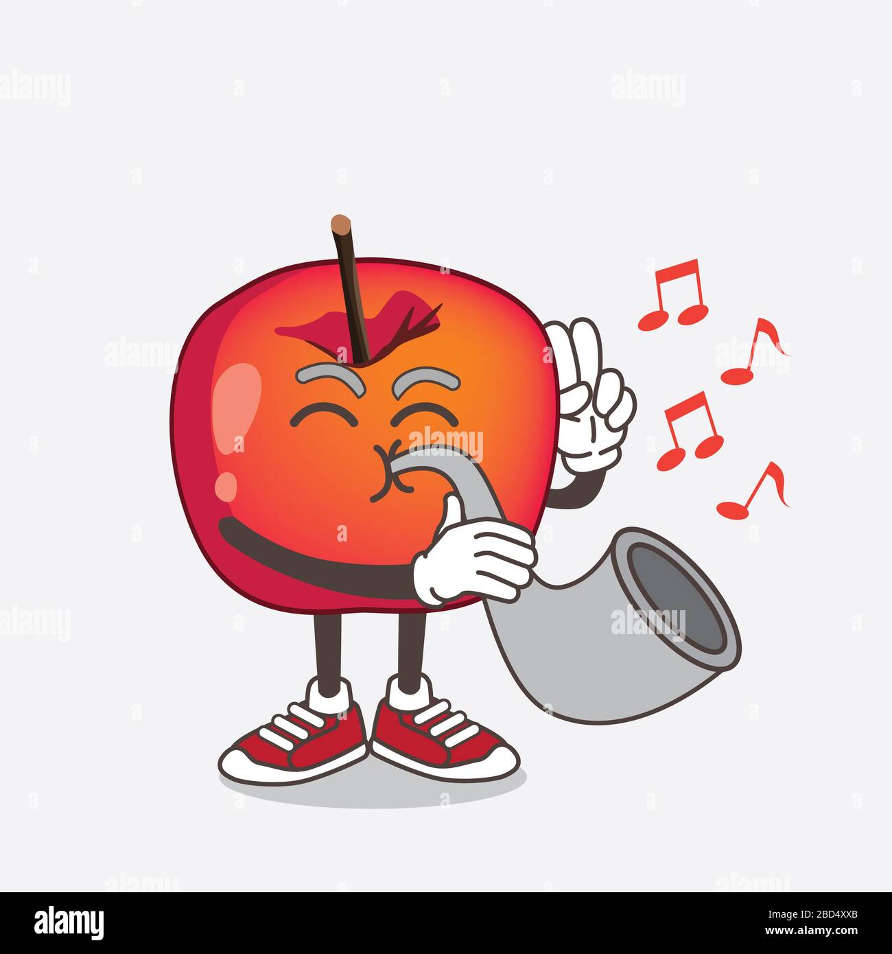 An illustration of Crab Apple cartoon mascot character playing music ...
