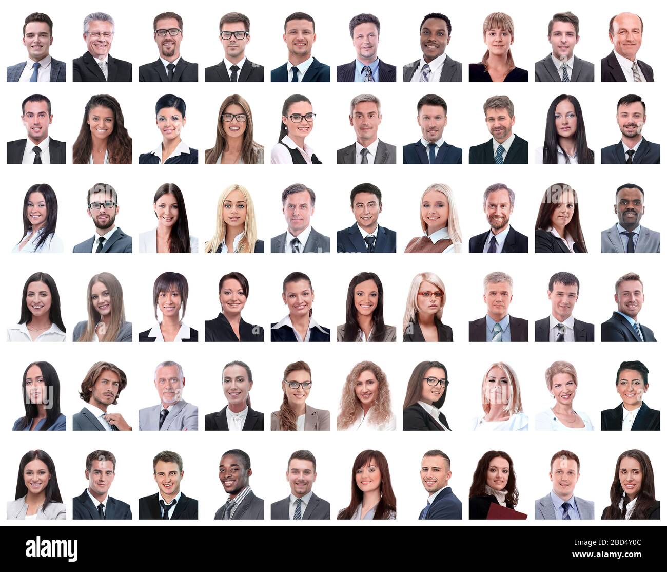 collage of portraits of successful employees isolated on white Stock ...