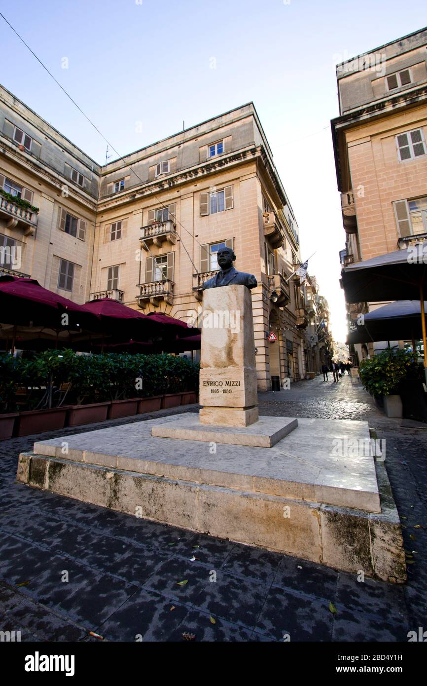 Small monument to former Prime Minister of Malta Enrico Mizzi at Saint ...