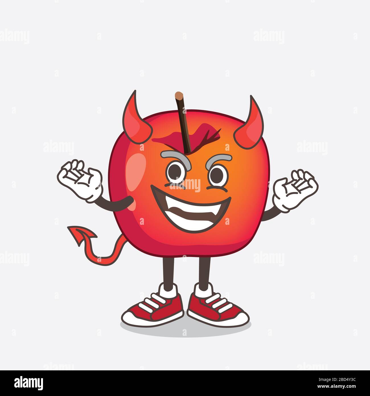 An illustration of Crab Apple cartoon mascot character as red devil ...