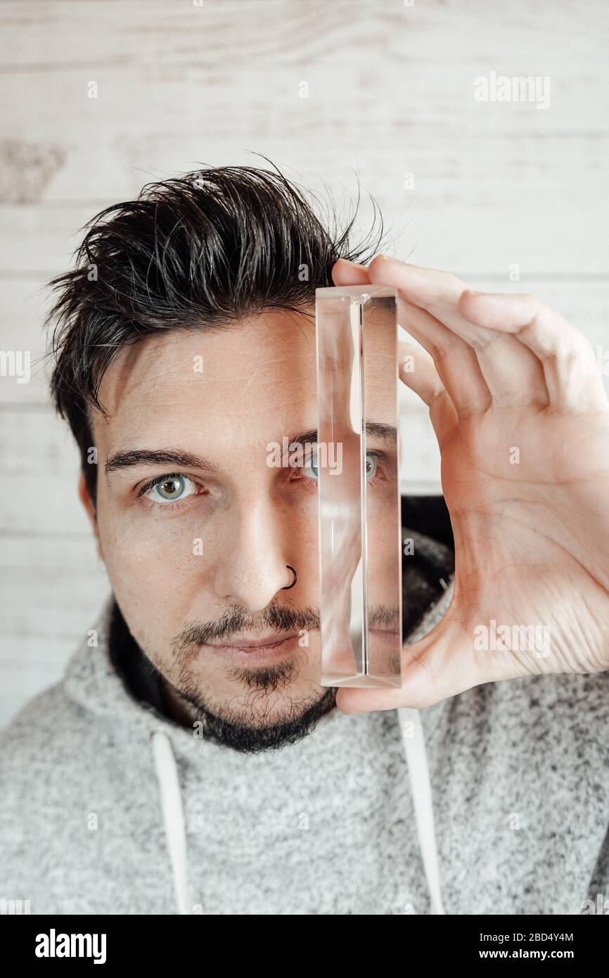 Artistic and futuristic portrait of an attractive young man Stock Photo ...