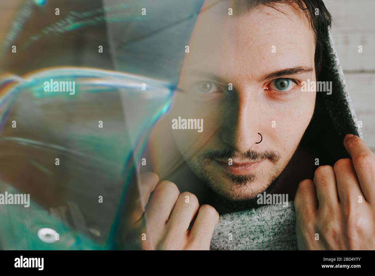 Artistic and futuristic portrait of an attractive young man Stock Photo ...