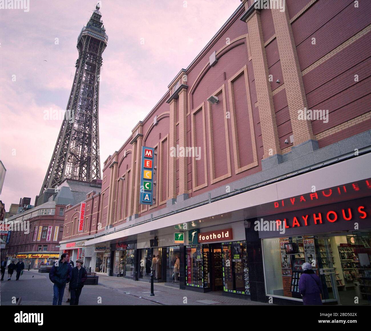 Harry Ramsden building on the front at Blackpool, Tower behind, in 1995 ...