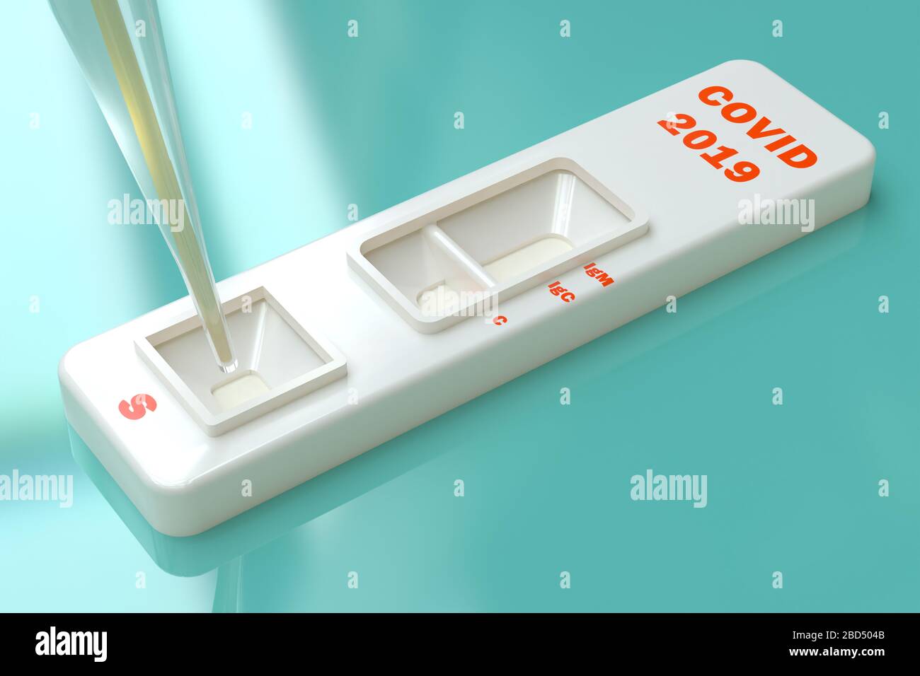 COVID19 SARS virus quick test. Rapid Covid 19 test with pipette putting ...