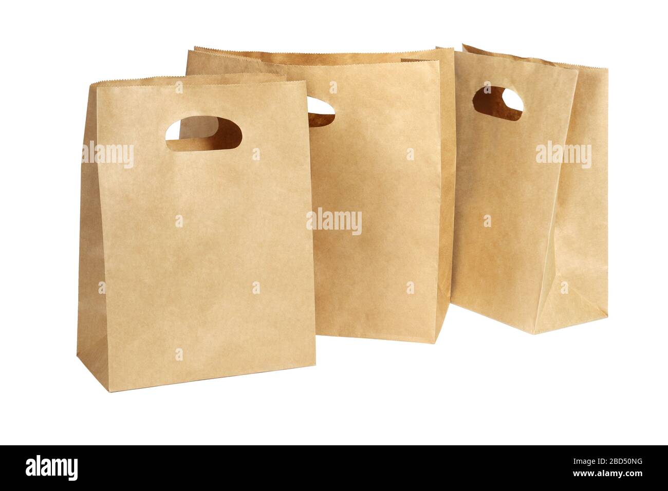 Three Paper Bags on White Background Stock Photo - Alamy