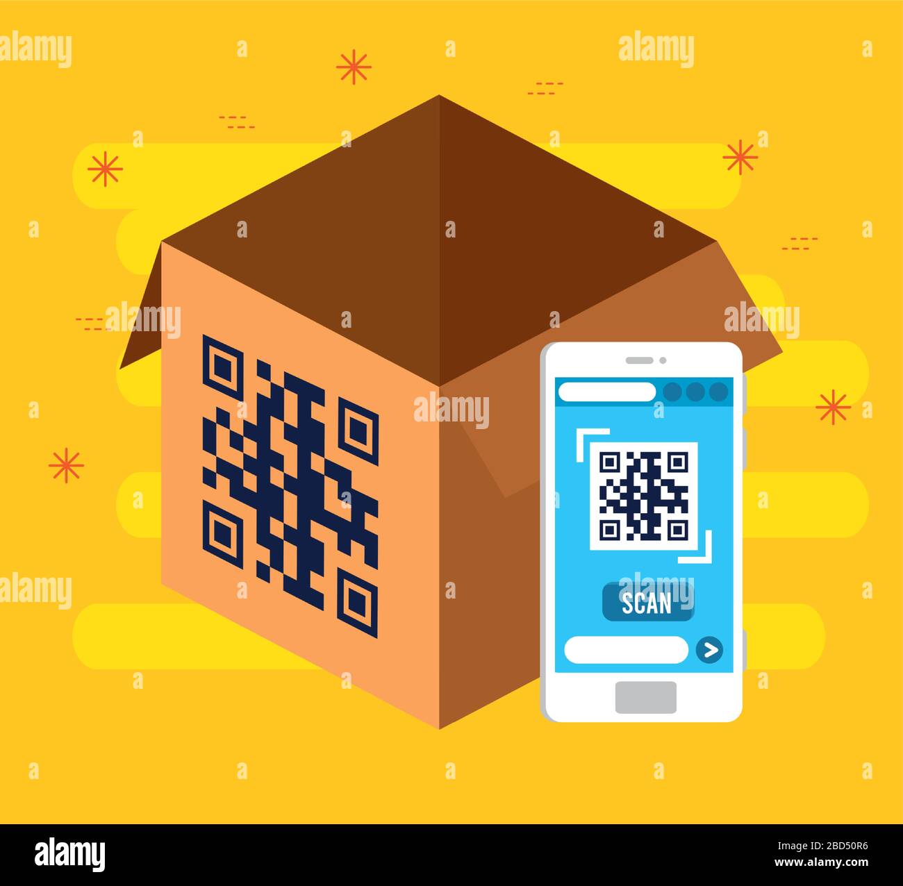 qr code inside smartphone and box vector design Stock Vector Image ...