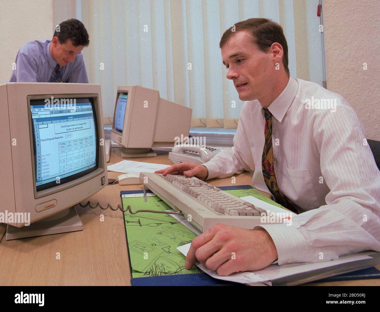 1995, office workers, Leeds, Northern England, UK Stock Photo - Alamy