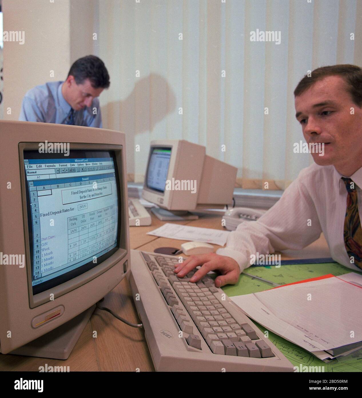 1995, office workers, Leeds, Northern England, UK Stock Photo - Alamy