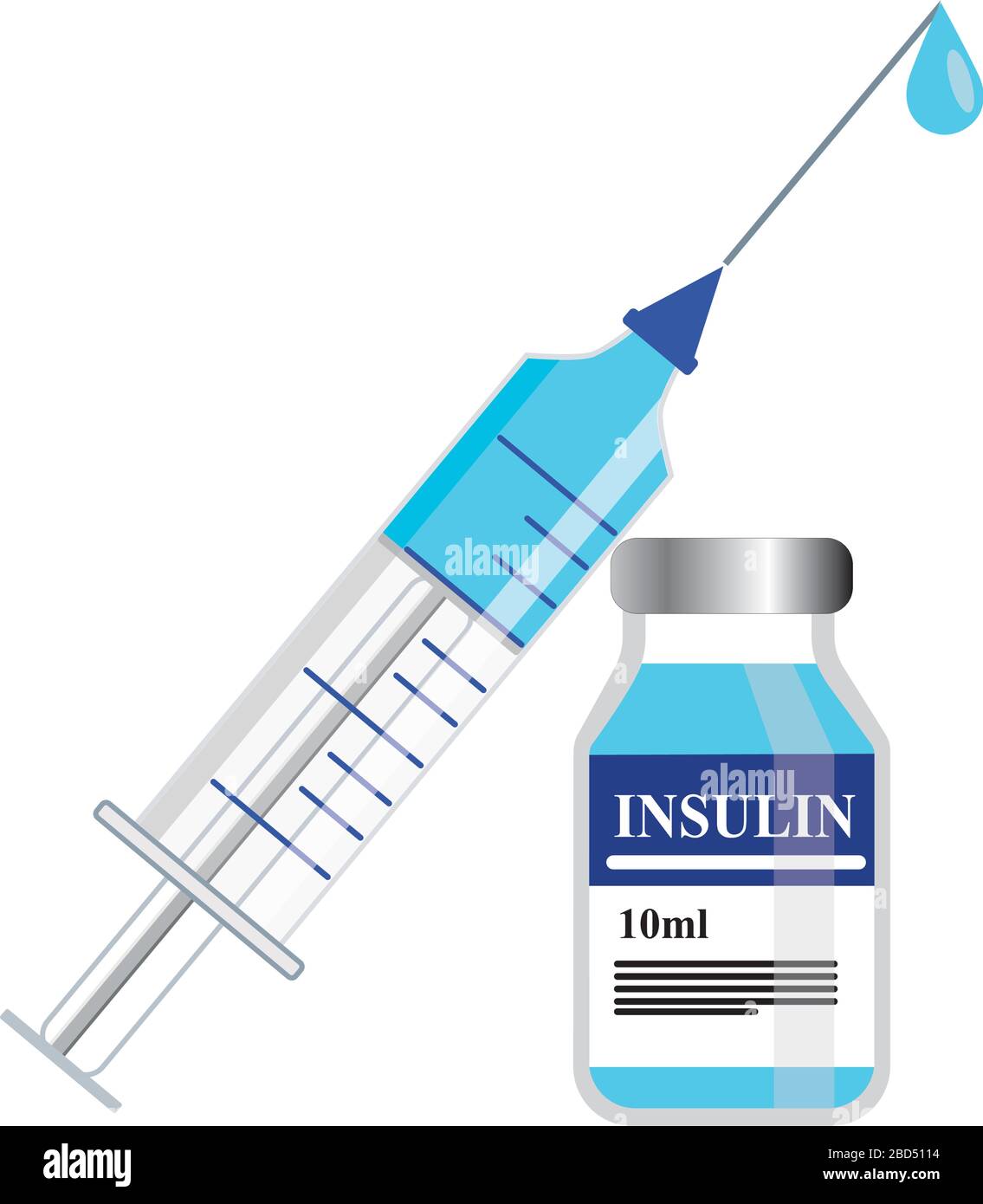 Vector image of injection needle and insulin bottle Stock Vector Image ...