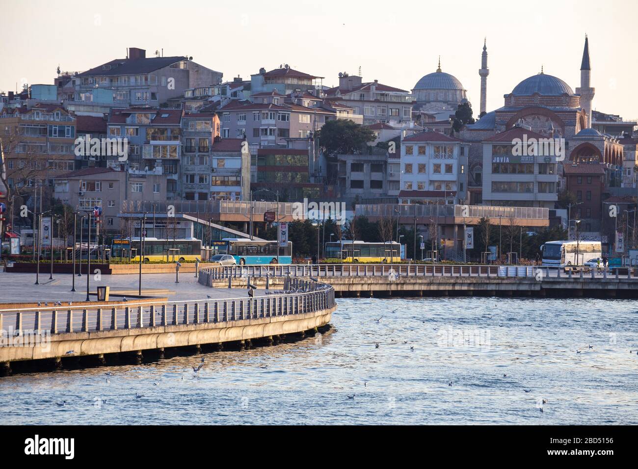 Empty view of Uskudar coast.Shores in Istanbul remained empty after the ...