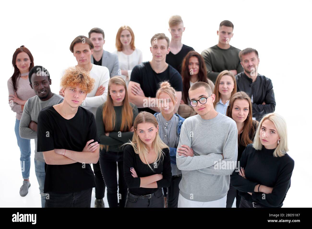 group casual serious young people . isolated on white Stock Photo - Alamy