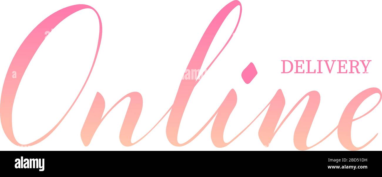 Vector hand written online delivery text isolated on white background ...