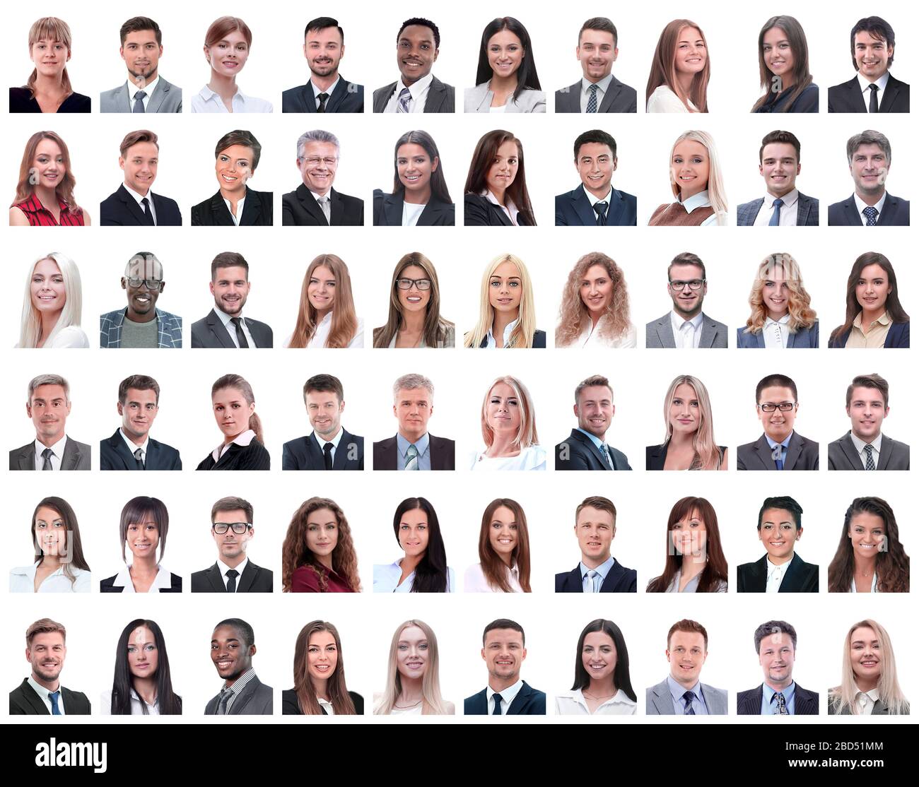 collage of portraits of successful employees isolated on white Stock ...