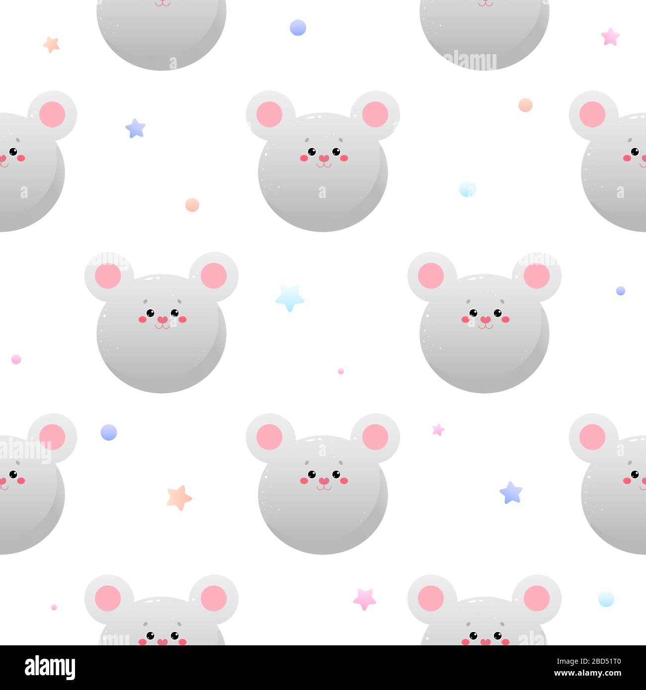 Cute Kawaii Mouse, Rat. Animal seamless pattern. Vector illustration ...