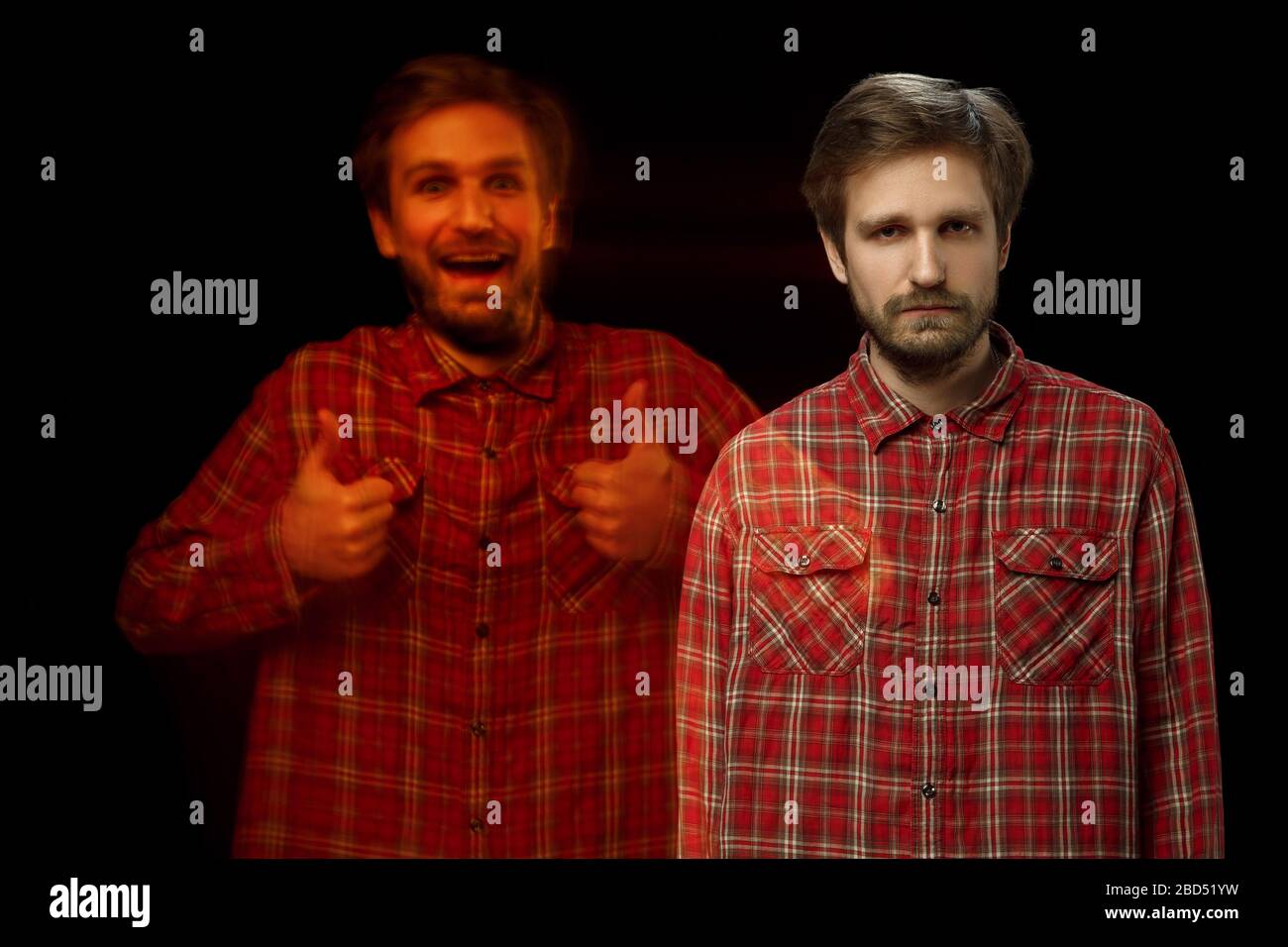 Sad outside, happy inside. The versatility of man - opened emotions and ...