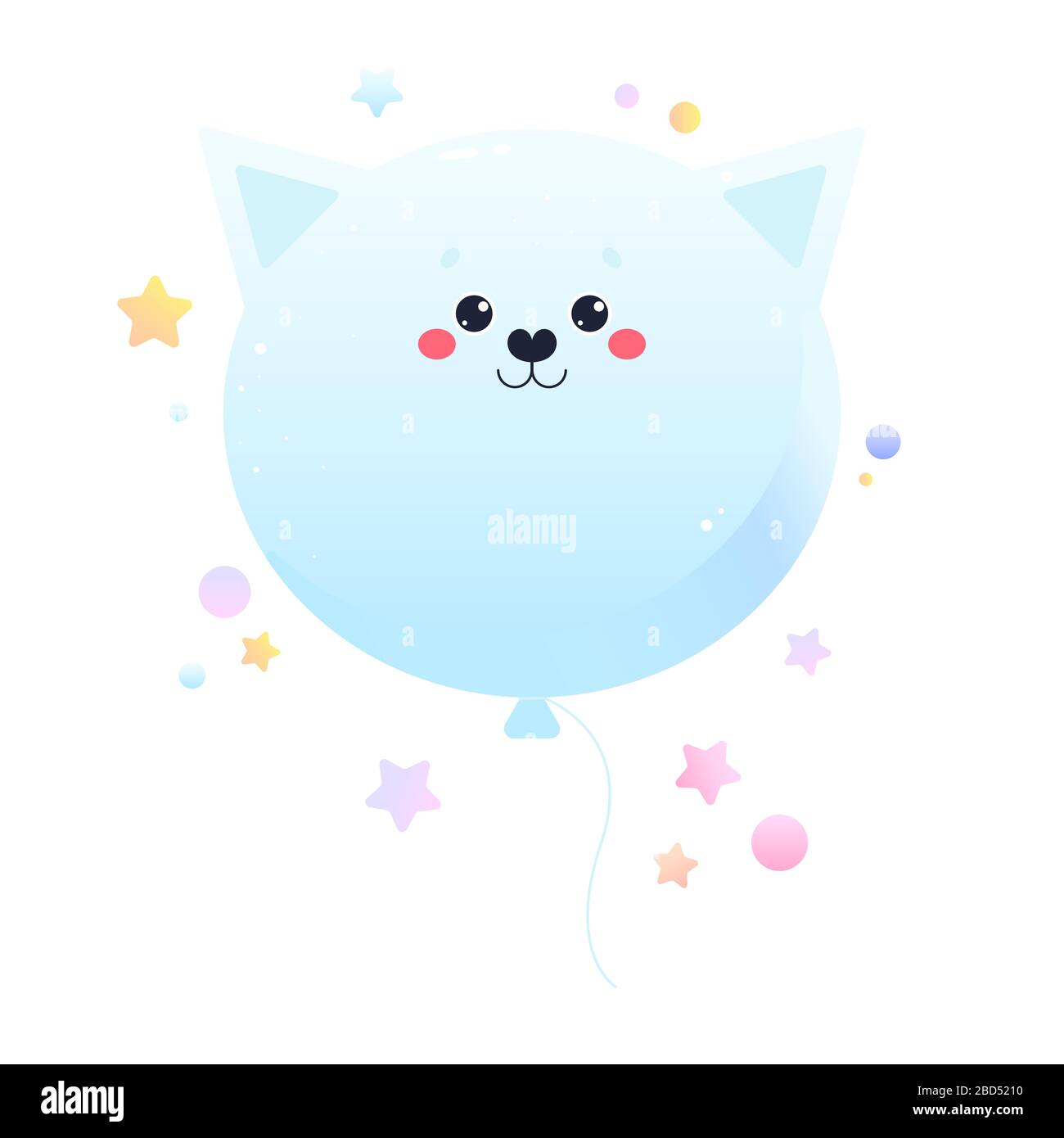 Balloon Cute Kawaii Cat. Animal isolated on a white background. Vector ...