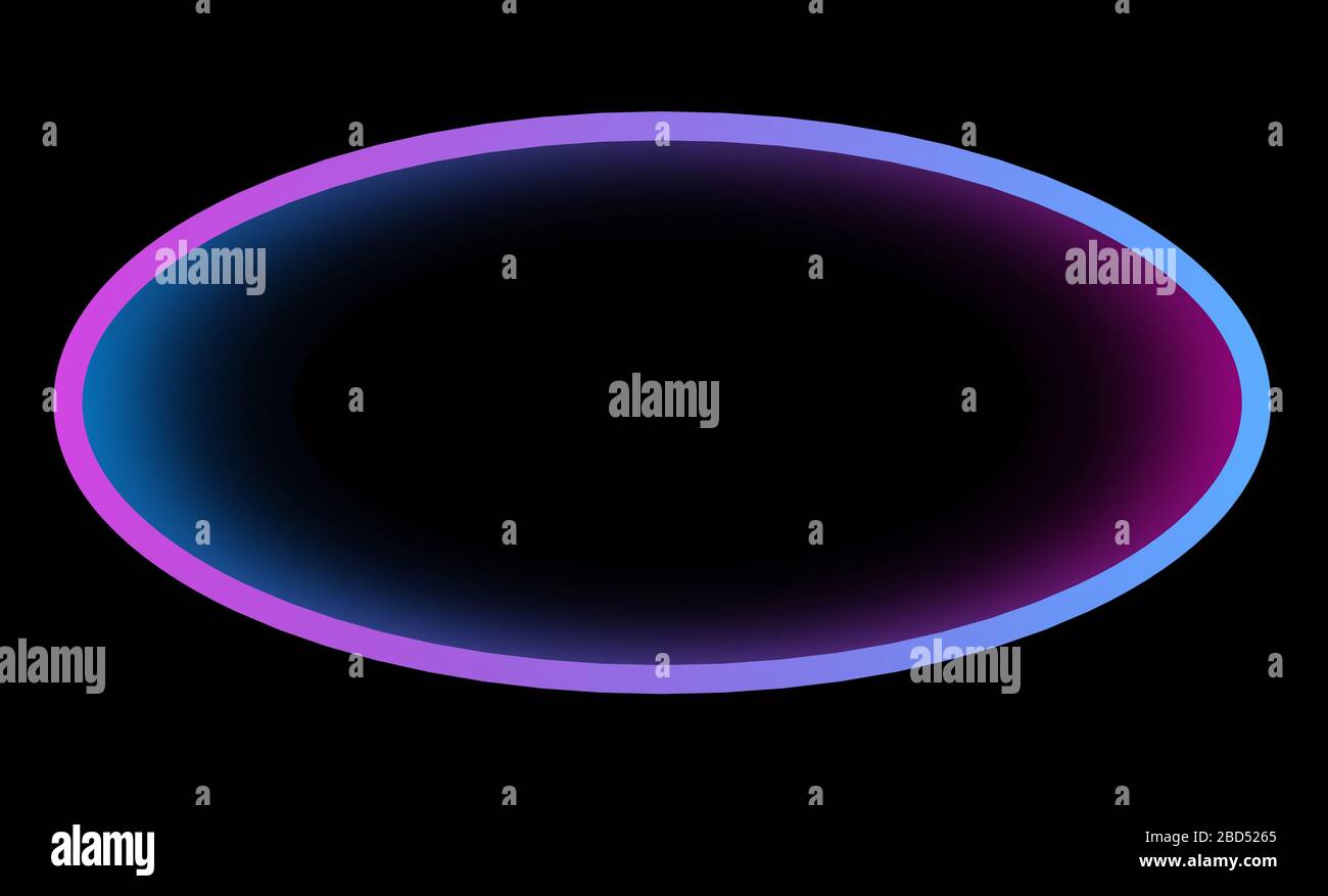 ellipse in a pink blue gradient protruding from the dark. 3d rendering ...