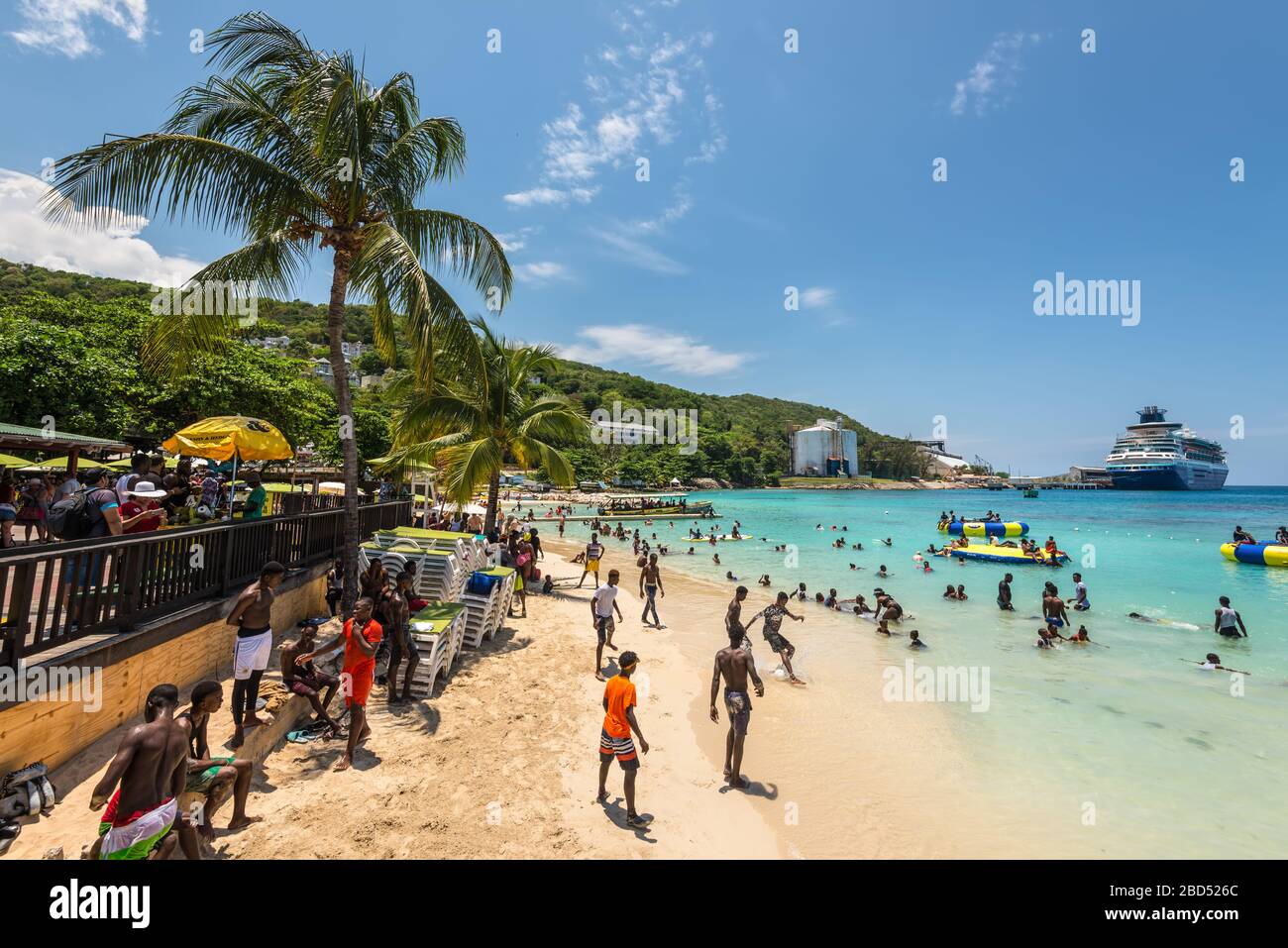 Ocho Rios, Jamaica - April 22, 2019: People relax on the Fisherman's ...