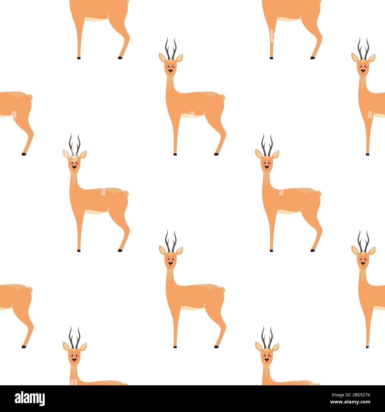 Seamless pattern with deer, doe, roe deer. Vector illustrations in the Scandinavian style Stock ...