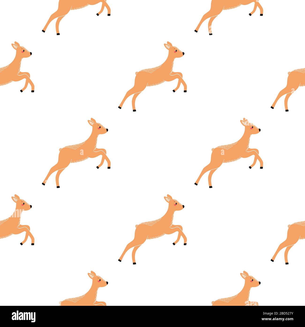 Seamless pattern with deer, doe, roe deer. Vector illustrations in the ...