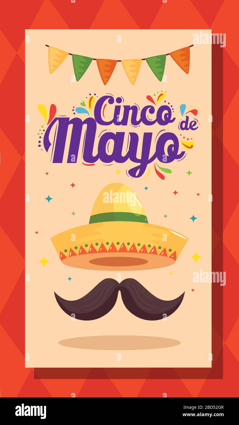 Mexican hat and mustache of Cinco de mayo vector design Stock Vector ...
