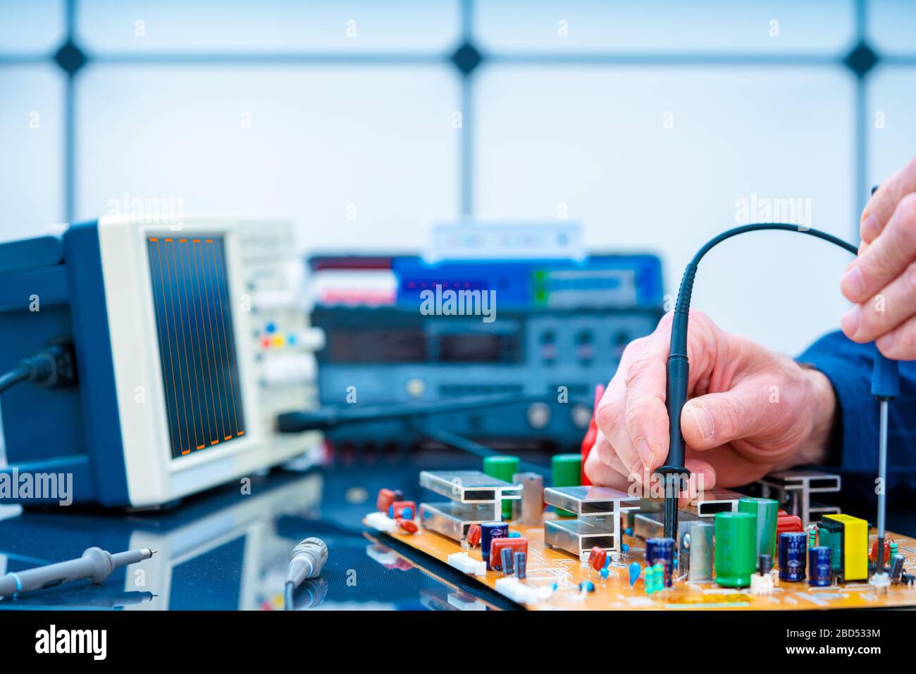 PCB witch microcontroller in electronics laboratory Stock Photo - Alamy