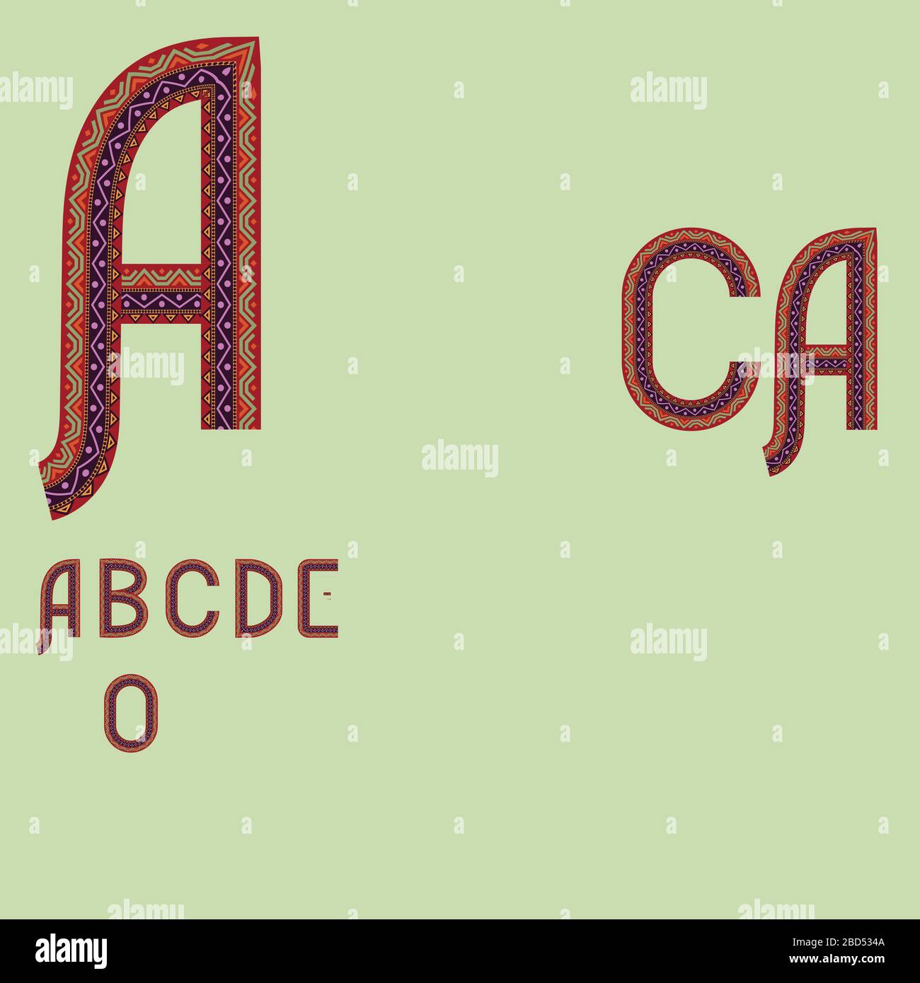 African ethnic font. Letters abc type set vector illustration Stock ...